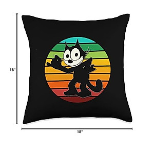 Felix Cartoon Cat Retro Rainbow Sunset Sly Smiling Felix Tee Throw Pillow