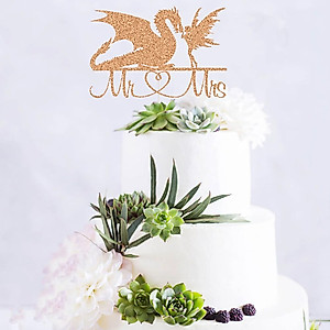 Dragon and Fairy Cake Topper, Wedding Cake Decors, Mr & Mrs, Bride and Groom, Rose Gold Glitter Party Decorations for Engagement/Bridal Shower