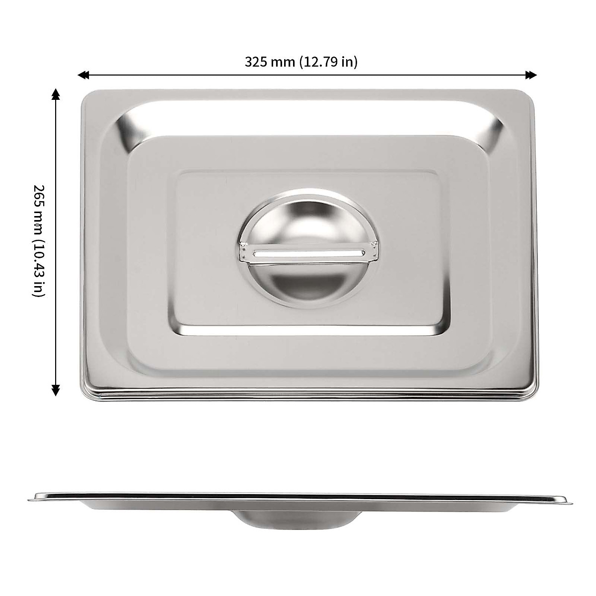 JAPCHET 4 Pack 1/2 Size Stainless Steel Steam Table Lid, Steam Table Pan Lids with Handle Hotel Pan Cover for Kitchen, Hotel, Restaurant and Party, Silver