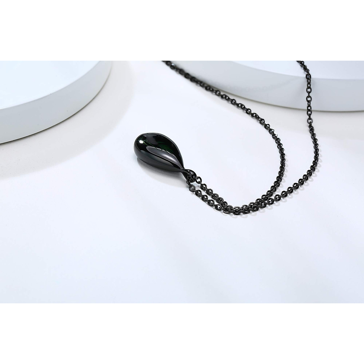 MEALGUET Pack of 2/4/6/10 Customized Cremation Ashes Urn Teardrop Pendant Keepsake Memorial Necklace Locket Charm,Personalized Ash Holder,Memorial Gift, Black