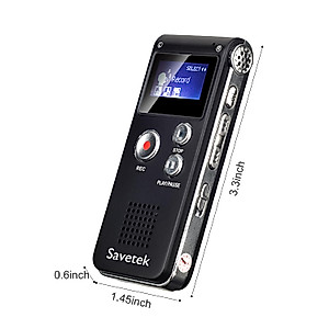 8GB Digital Voice Recorder Voice Activated Recorder for Lectures Audio EVP Recorder Mini Portable Tape Dictaphone with Playback Mp3 Player