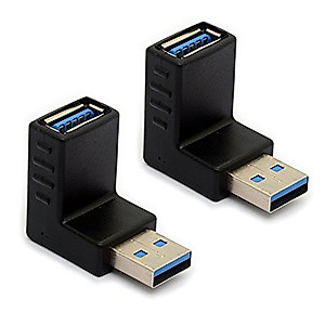BSHTU USB 3.0 Adapter 90 Degree Right Angled Gender Changers USB Connector Type A Vertical Male to Female Extender L-Shape Plug 2Pcs (Down)