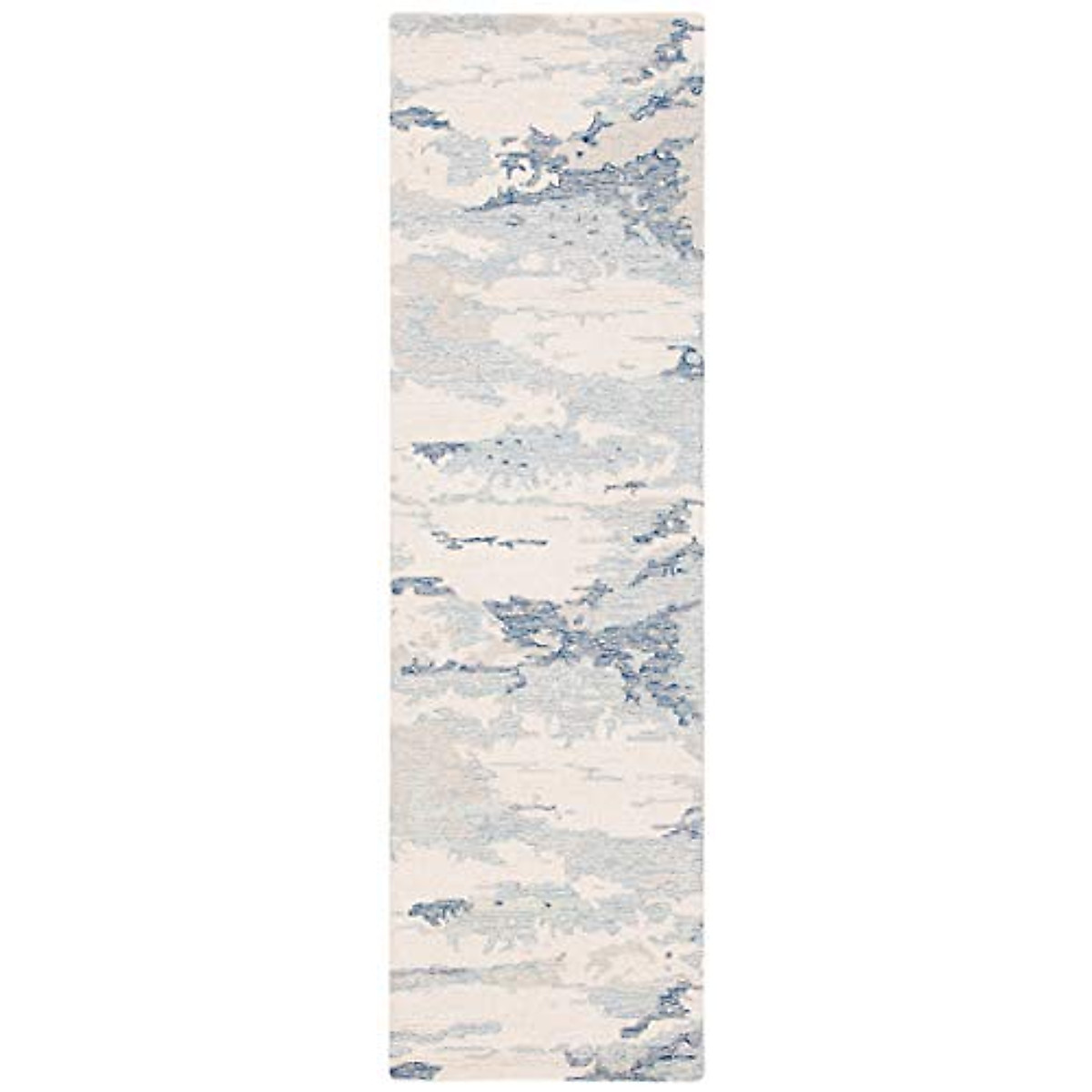 SAFAVIEH Abstract Collection Runner Rug - 2'3" x 12', Ivory & Blue, Handmade Abstract Wool, Ideal for High Traffic Areas in Living Room, Bedroom (ABT465A)