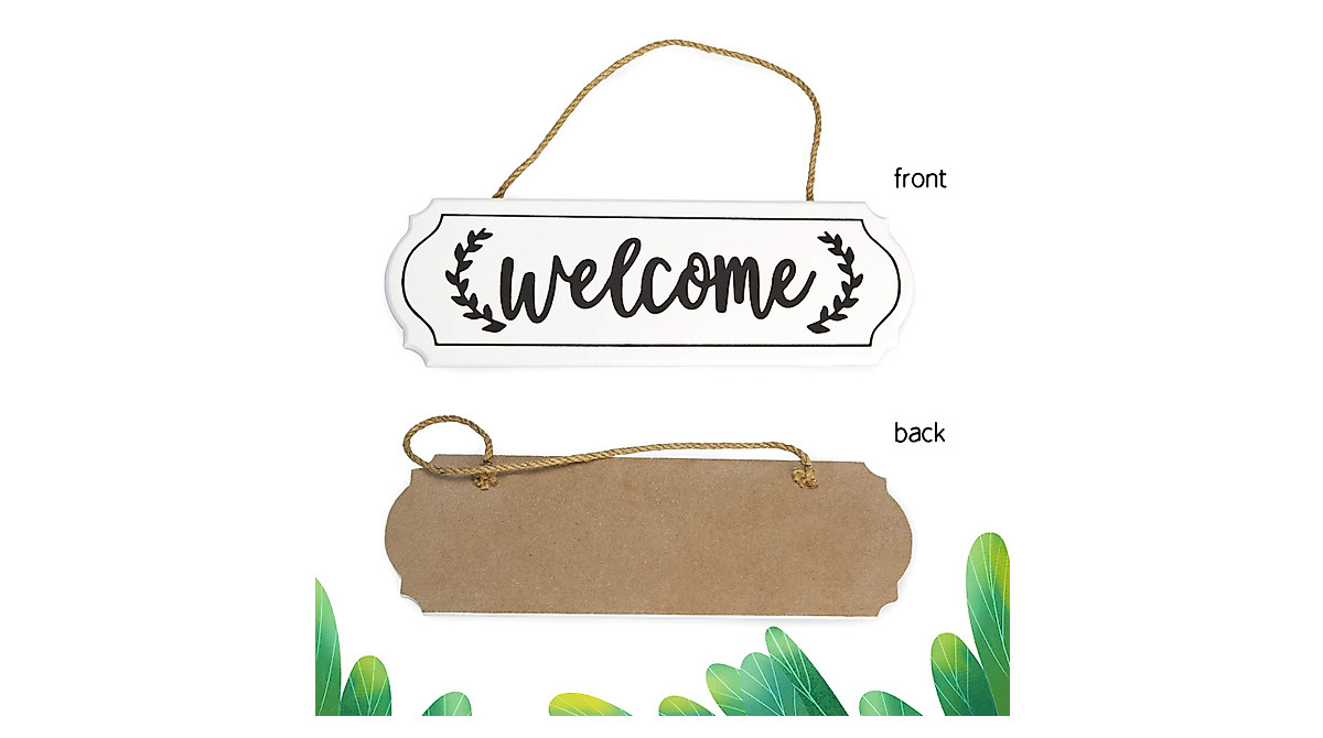 Rustic Wooden Welcome Sign for Front Door Decor | White 11.61 x 3.74 Inch