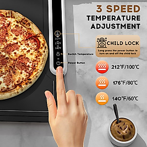 VTAR Electric Food Warming Mat Tray Warmer for Party Buffet Servers Hot Logic Heating Heater Full Surface Keep Warm, Rollable Portable, Premium Silicone, 3 Temperature Set, Auto Shut Off - Black