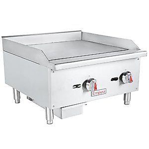EMPURA 24" 2-Burner Countertop Gas Griddle | Flat Top Grill Hot Plate with Manual Control for Food Truck Restaurant | 60,000 BTU | 18"H x 24"W x 31"D, Stainless Steel (LP Conversion Kit Included)