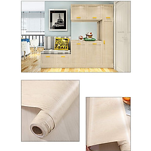 15.7x117 Inches Self Adhesive Vinyl Light Wood Grain Shelf Liner Contact Paper for Kitchen Cabinets Drawer Table Desk Countertop Walls Furniture Crafts Removable Waterproof