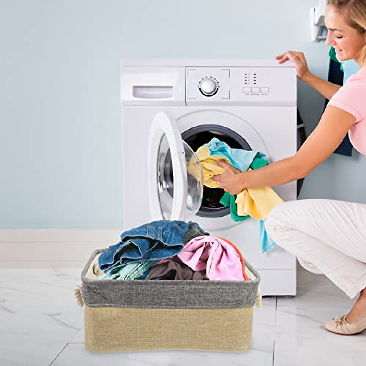 Kids Bins Laundry Nursery with Handles Assorted Office Fabric Shelf Foldable Bin Convenient Gardening Baby Clo Sundries Color Home Storage Hamper Basket Container Baskets