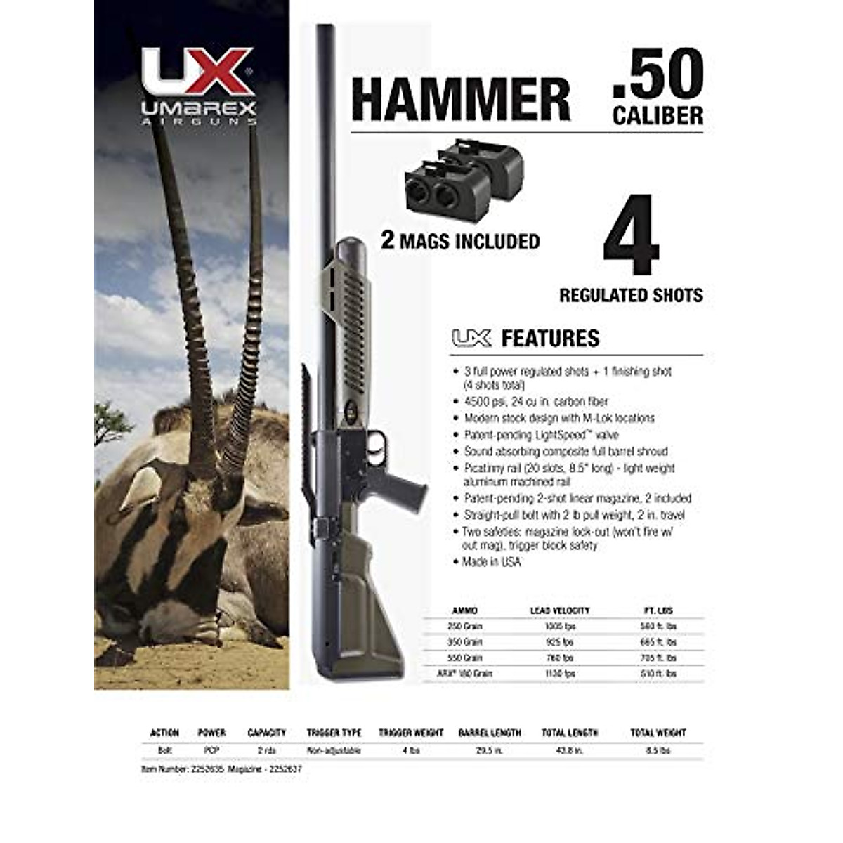 Umarex Hammer .50 Caliber PCP Pellet Gun Air Rifle