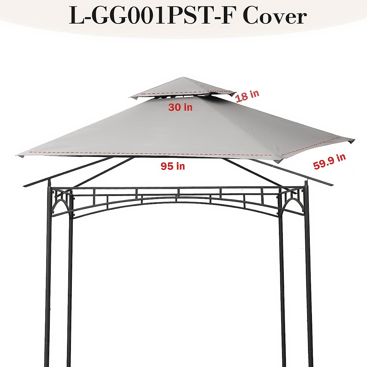 HETTRICK Gazebo Replacement Canopy 5x8 Shelter Double Tiered BBQ Cover Grill Shelter for Shop Garden Patio Model L-GG001PST-F (Grey)