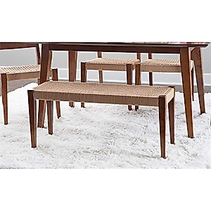 Powell Furniture Linon Patty Wood and Rope Dining Bench in Brown