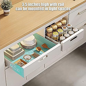 Pull Out Cabinet Organizer, Fixed with Adhesive Film, Slide Out Pantry Shelves, Pull-Out Drawers, Sliding Under Sink Storage Organization, for Kitchen, Living Room, Bathroom, 16.9"D x 11.8"W x 3.1"H