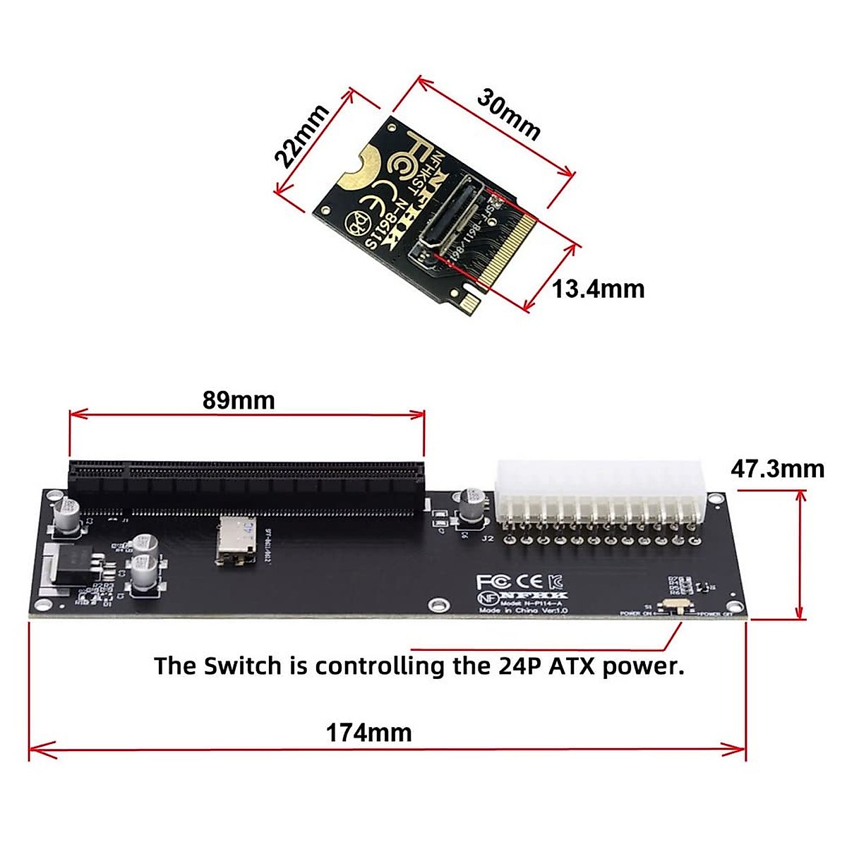 xiwai Oculink SFF-8611 Data Cable, PCI-E 3.0 Card - PCI Express M.2 M-Key to SFF-8612 Host Adapter for GPD Win Max2 External Graphics Card & SSD