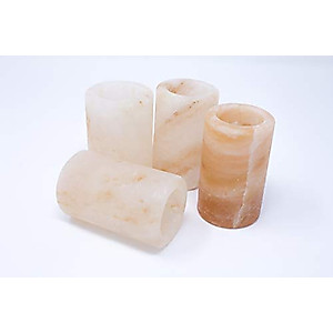 Natural Authentic Pink Himalayan Salt Rock Crystal Shot Glasses Set of 4-3 Inch Shooters - Himalite Bottom, 1 Fluid Ounces