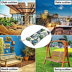 Outdoor Waterproof Bench Cushion, 51"x20", Flower Swing Cushion Patio Furniture Cushions 3 Seater, for Garden Patio Furniture Lounger Bench (Leaf, 51x20 in)