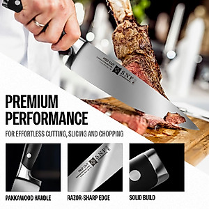 SNFSchneidteufel Pro Cut Forged 8 Inch Chef Knife - X50CrMoV15 Stainless Steel Chefs Knife with Black Ergonomic Handle - 8" inch Chef Knife - Ideal Kitchen Gadgets and Essentials