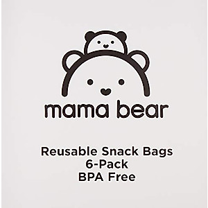 Amazon Brand - Mama Bear Reusable Snack Bags, One Size, 6-pack