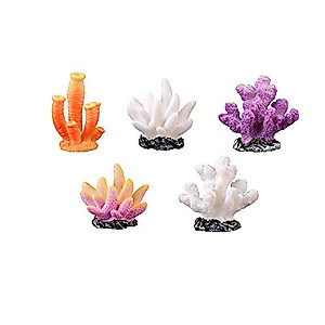 Danmu 10Pcs of Random Style Polyresin Coral Ornaments, Aquarium Coral Decor for Fish Tank Aquarium Decoration Approx. 1.7" in Height