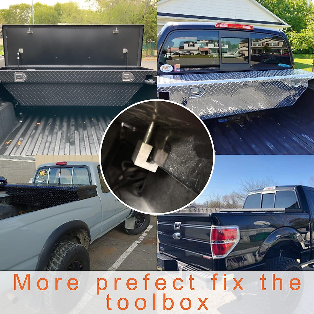 Upgraded Truck Tool Box Mounting Kit Comes With Fastening Nuts - Aluminum Pickup Truck Bed Toolbox Mounting Kit - Universal Black Truck Tool Box Tie Downs Accessories - J-Hooks Crossover Fixed Kit