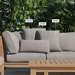 Outer Outdoor Throw Pillow with OuterWeave Performance Fabric, Decorative Outdoor Pillow for Patio & Outdoor Furniture, Includes Machine Washable Pillow Cover and Insert - Dark Pebble Gray, 12"x20"