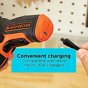 BLACK+DECKER 4V MAX* Cordless Screwdriver with LED Light (BDCS30C)