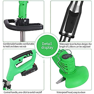 Handheld Cordless Grass Trimmer EPower Garden Tools Adjustable Electric Lawn Mower Pruning Cutter-2 Battery