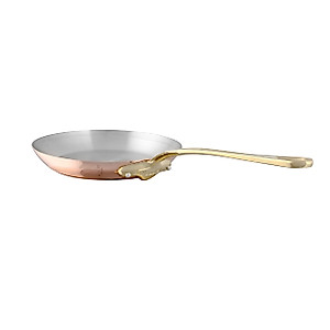 Mauviel M'150 B 1.5mm Polished Copper & Stainless Steel Frying Pan With Brass Handles, 10.2-in, Made in France