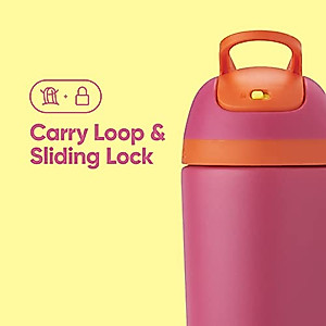 Owala Kids Flip Insulation Stainless Steel Water Bottle with Straw, Locking Lid Water Bottle, Kids Water Bottle, Great for Travel, 14 Oz, Pink and Orange