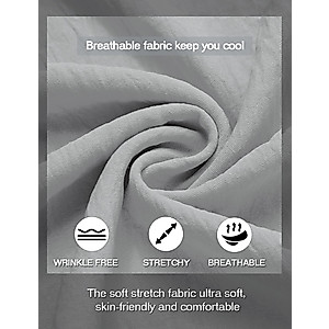 COOFANDY Men Hippie Beach T Shirts Band Collar Henley Shirt Summer Resort Wear Light Grey