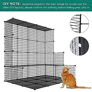 YITAHOME Indoor Cat Cage 2 Tier Kitten Cage House Cat Enclosure Outdoor Small Animal DIY Pet Playpen Detachable Metal Kennel for Ferret Kitty, Bunny, Chinchilla, Squirrel, rv Travel, Camping