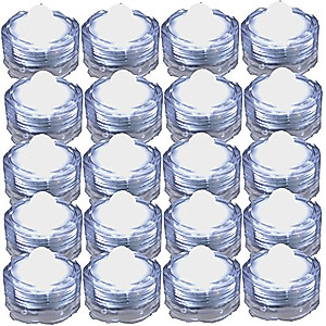 JYtrend Super Bright LED Floral Tea Light Submersible Lights for Party Wedding (White, 20 Pack)