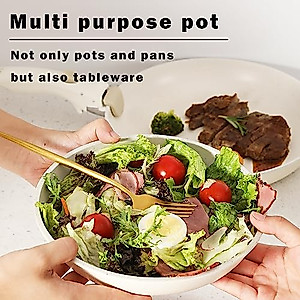 Vkoocy Non Stick Pot and Pan Set with Removable Handle, Ceramic Cookware Set Detachable Handle, Induction Kitchen Camping Stackable Pots Pans, Dishwasher/Oven Safe, Cream