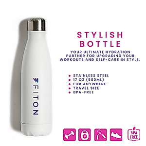 FitOn Stainless Steel Water Bottles - Double Vacuum Insulated Water Bottle - Leak-Proof Water Flask Use As Outdoor Water Bottle Or Gym Hot/Cold Insulated Drink Bottles - 17oz/500ml Hydrate Me Bottle