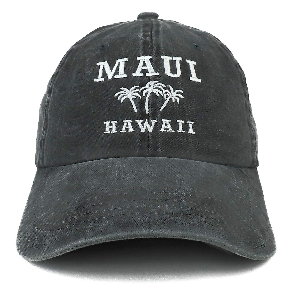 Trendy Apparel Shop Maui Hawaii with Palm Tree Embroidered Unstructured Baseball Cap - CHARCOAL