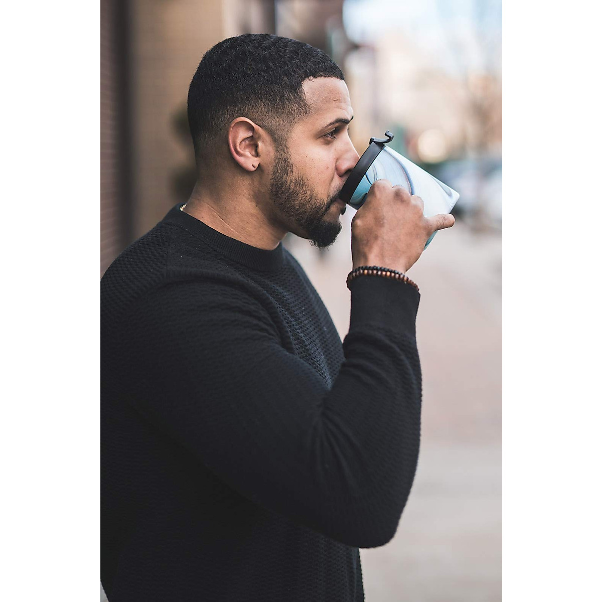 Simple Modern Travel Coffee Cup with Lid and Handle | Reusable Insulated Stainless Steel Iced Coffee Mug Cold Brew Tumbler and Tea Cup | Scout Collection | 12oz | Midnight Black