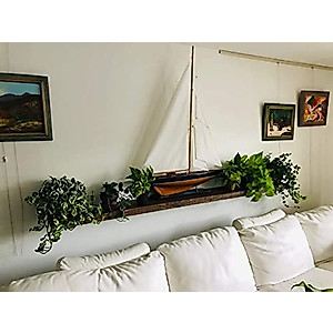 Joel’s Antiques, 2" Thick x 12" Deep, Floating Shelf, Heavy Duty, Easy Hang, Solid Wood, Rustic/Contemporary, USA Handmade, 60", Medium Brown