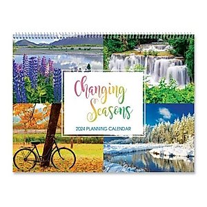 2024 Changing Seasons Big Grid Wall Calendar, 12-Inch x 9-Inch Size Closed, 18-Inch Size Open, Large Bookstore-Quality, Spiral-Bound Hanging Monthly Wall Calendars for Kitchen & Office, by Current