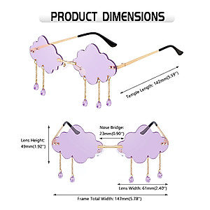 FEISEDY Retro Cloud RimlessTassel Sunglasses Women Funny Party Disco Dripping Cloud sunglasses Eyewear B2834