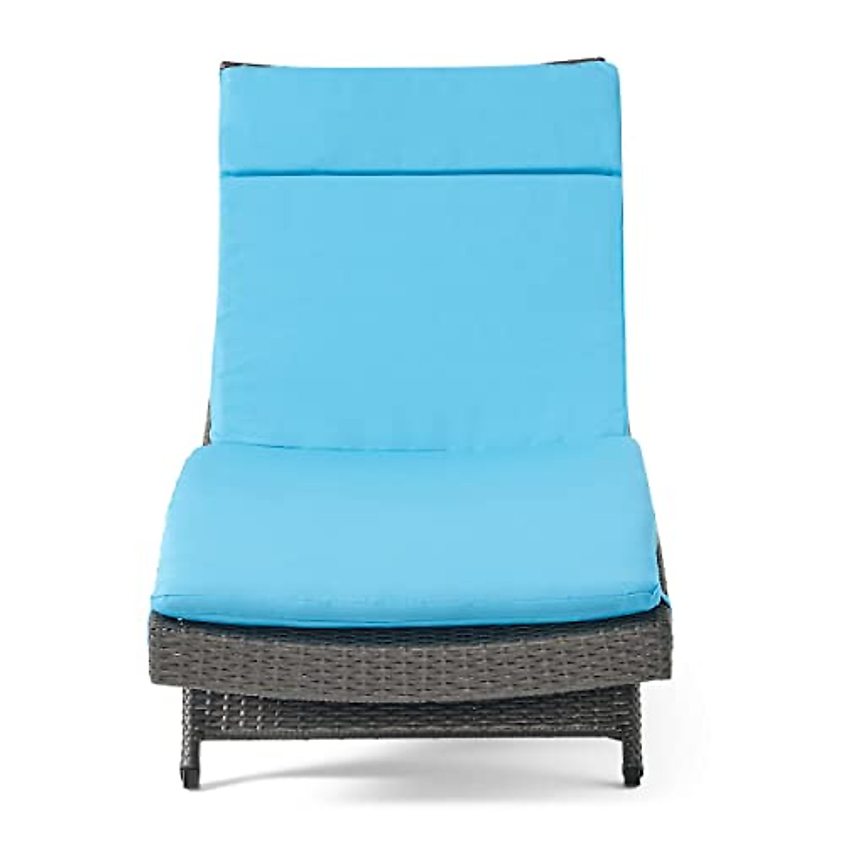 Christopher Knight Home Salem Outdoor Wicker Adjustable Chaise Lounges with Cushions, 2-Pcs Set, Multibrown / Blue