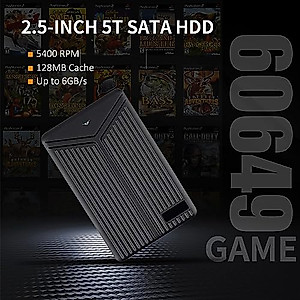 5T Retro Game Console HDD with 60649 Video Games+58 AAA PC Games, 82 Emulator Console, 3 Game System for Win 8.1/10/11 Plug and Play, Up to 6GB/s, 2 Wireless Controllers