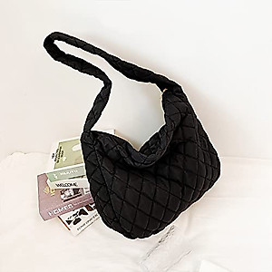 JOYART Women's Tote Bag-Casual Quilted Bag Fashion Crossbody Shoulder Bag with Zipper for Office, Travel, School-Black