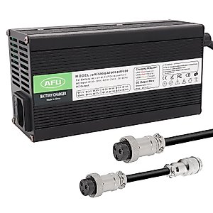 AFU 67.2V 8A Charger 60V Li-ion Battery Smart Charger Black Aluminum Case with Cooling Fan Output GX16 1+3- Plug/GX16 1+2- Plug for 16S 60V Li-ion Battery