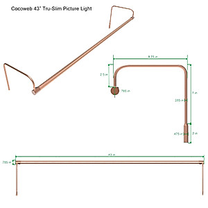 Cocoweb 43" Tru-Slim LED Picture Light in Rose Gold with Non-Dimmable Hardwire Kit with Remote