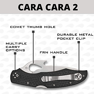 Spyderco Cara Cara 2 CombinationEdge Lightweight Knife with Emerson Opener, FRN Handle, and Full-Flat 8Cr13MoV Steel Blade - BY03PSBK2W