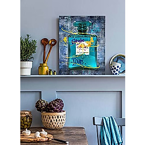 CIRABKY Fashion Wall-Art Canvas - Teal Wall Decor For Bathroom - Perfume Wall Art Bedroom Wall Decor For Women Size 15 x 11.5 Inches
