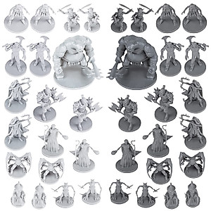 Path Gaming 38 Miniatures Fantasy Tabletop RPG Figures for Dungeons and Dragons, Pathfinder Roleplaying Games. 28MM Scaled Miniatures, 10 Unique Designs, Bulk Unpainted, Great for D&D/DND