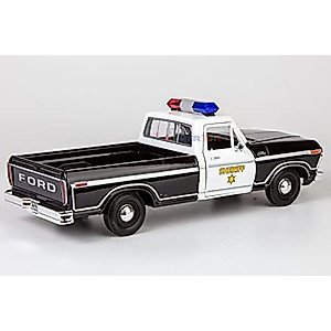 Motormax All Star Toys Exclusive 1979 Ford F-150 Sheriff Pickup Classic F150 Police Pick Up Truck 1:24 Diecast Collectible Model Car Black 76986 (Sheriff)