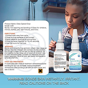 Viomis Glass Glue, 30g, Instant Strong Bond for Glass, Acrylic, Waterproof, Dries Clear, Quick Curing, Ideal for Craft, Jewelry, Rhinestone, Crystal, Mirror, Glasses