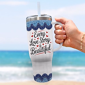 Custom 40oz Tumbler with Handle – wedding day timeline-Personalized Couple Gift for Anniversary Wedding Gift, Birthday, Mother's Day, Valentine’s Day 5gaaWk