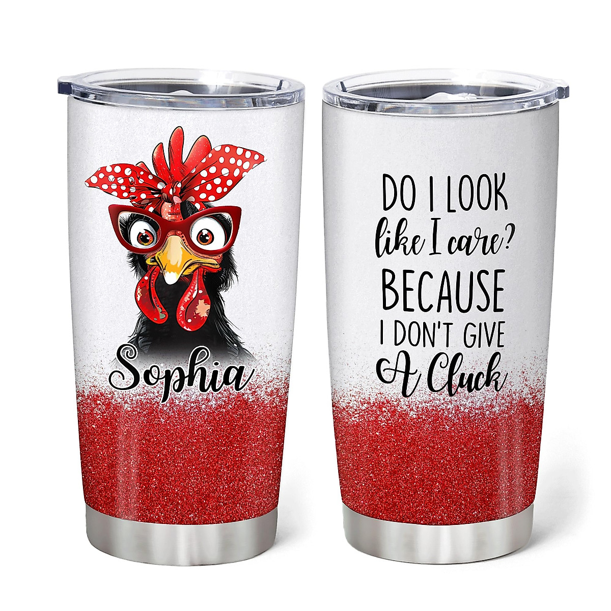 Hyturtle Personalized Funny Sarcastic Chicken Gifts for Chicken Lover Farmer Animal Lover Men Women Friend - Birthday Christmas - Funny Rooster Chicken Custom Name 20oz Stainless Steel Tumbler